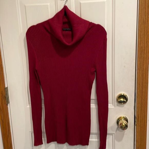 Express | Sweaters | Express Dark Red Ribbed Turtleneck Stretchy ...